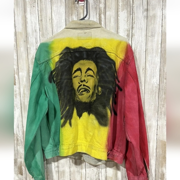 Levi's | Jackets & Coats | Vintage Levis Jacket Mens Bob Marley Personalize Print Denim Jean ...